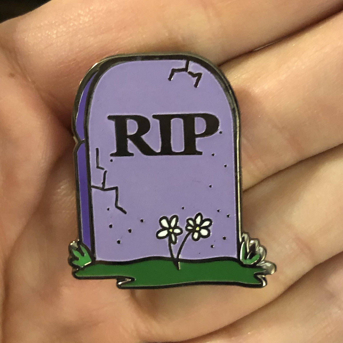Purple Enamel Pin - Hard Enamel Headstone Lapel Pin With Double Post ...
