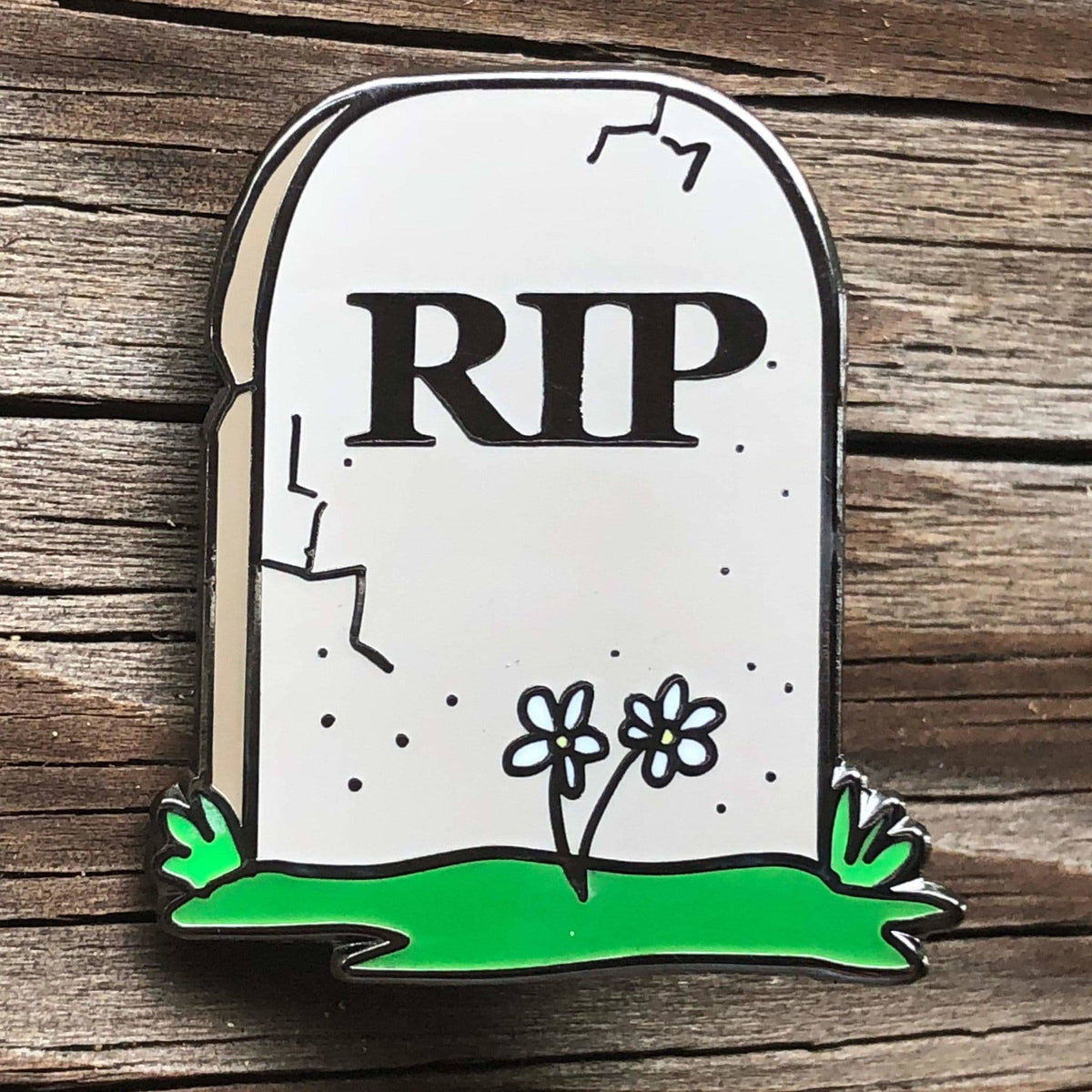 Gray RIP Tombstone Pin – Hard Enamel Double Post Lapel Pin With Secure ...