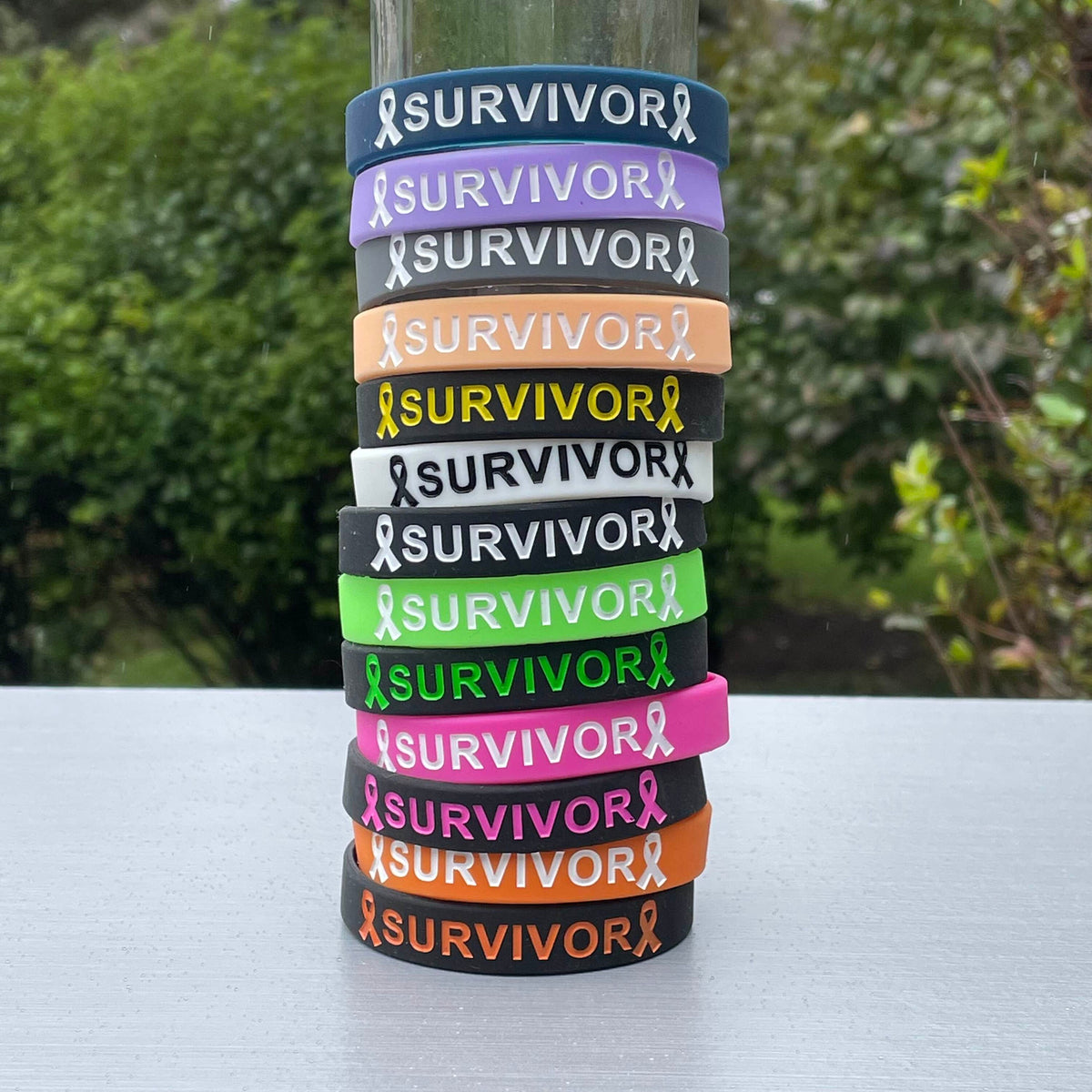 Survivor Silicone Wristband - Awareness Ribbon Cause Band for Strength ...